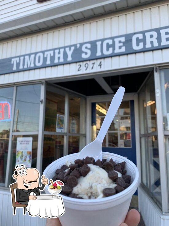 Menu at Timothy's Ice Cream restaurant, Bridgeport