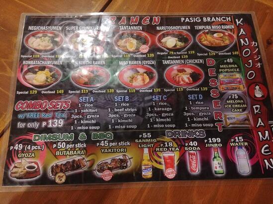 Menu at Kanojo Ramen - Pasig Kapitolyo restaurant, Pasig