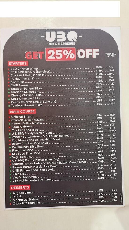 Menu at UBQ - You & Barbeque, Mumbai