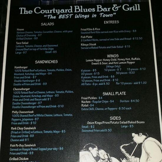 Menu at Courtyard Blues Bar and Grill, Indianola