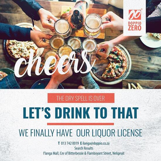 Menu at Doppio Zero Nelspruit restaurant, Nelspruit