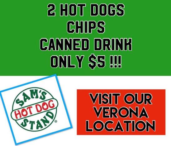 Menu at Sam’s Hot Dogs Of Verona restaurant, Staunton, Commerce Rd #10