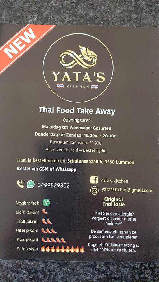 Menu at Yata's Kitchen, Lummen