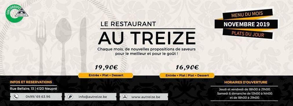 Au Treize, Neupré - menu et avis du restaurant européen