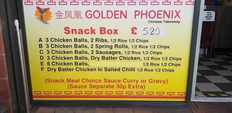 Menu at Golden Phoenix cookstown restaurant, Cookstown