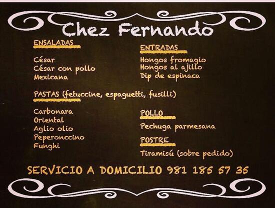 Menu at Chez Fernando pub & bar, Campeche, Calle 10