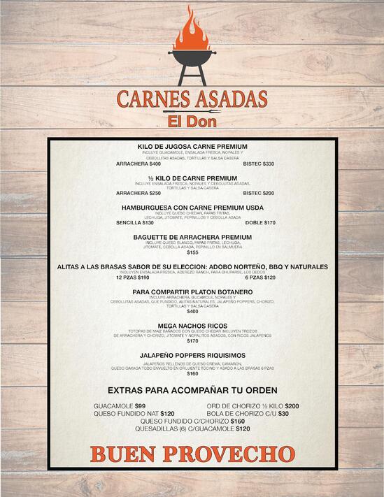 Menu at Carnes Asadas el Don steakhouse, Playa del Carmen, Av ...