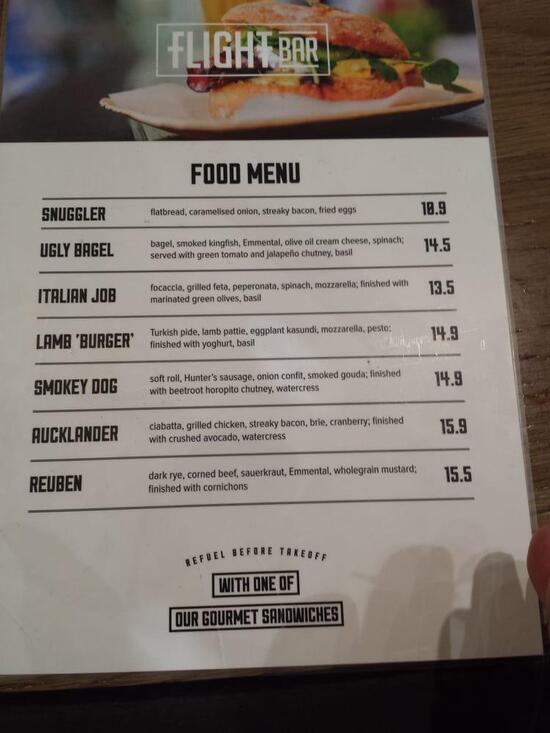 Menu at Heineken Bar, Auckland