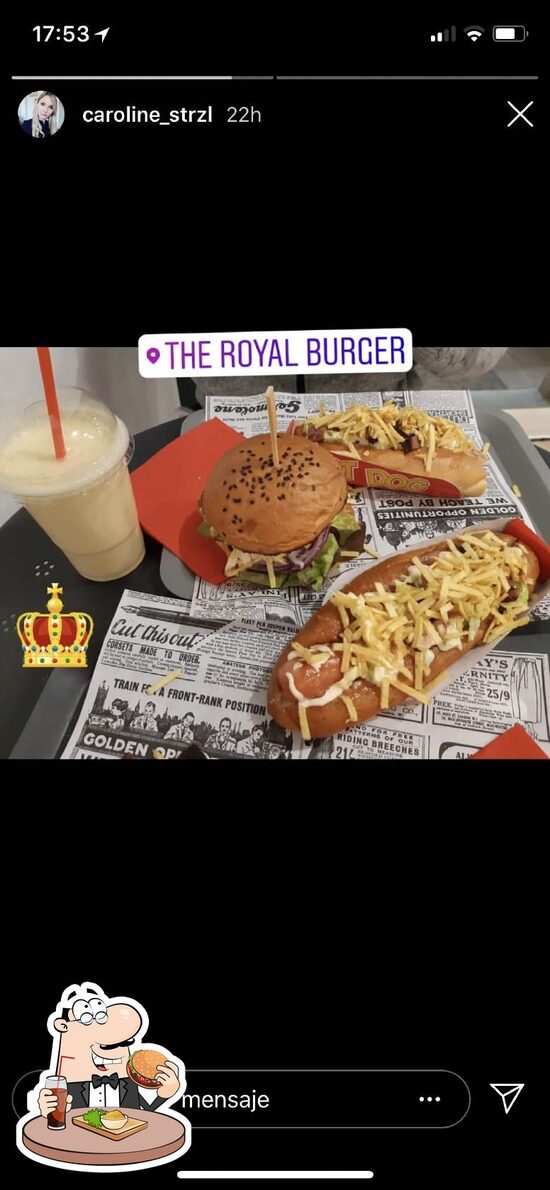 Carta del restaurante The Royal Burger, Son Servera, Carrer na Llambies