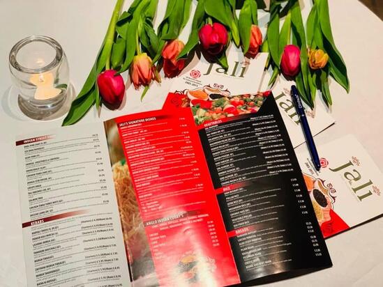 Menu at Jali restaurant, Hastings