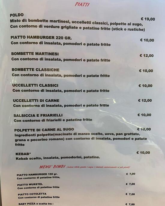 Menu da La Puccia di Poldo ristorante, Brugherio