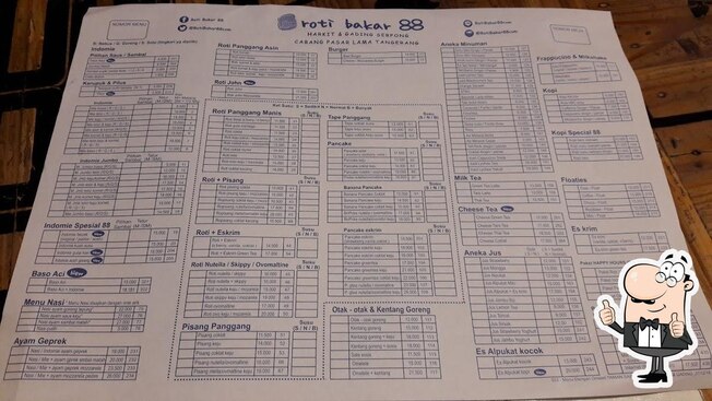 Menu at Roti Bakar 88 - Ruko Dalton restaurant, Curug Sangereng