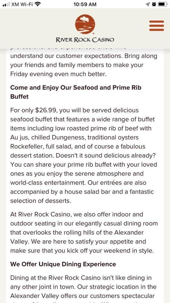 Menu at Quail Run Buffet restaurant, Geyserville