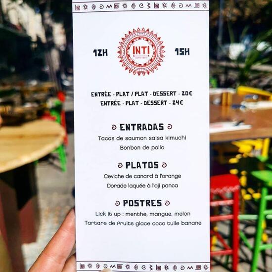 Menu at Inti restaurant, Marseille, 18 Pl. aux Huiles