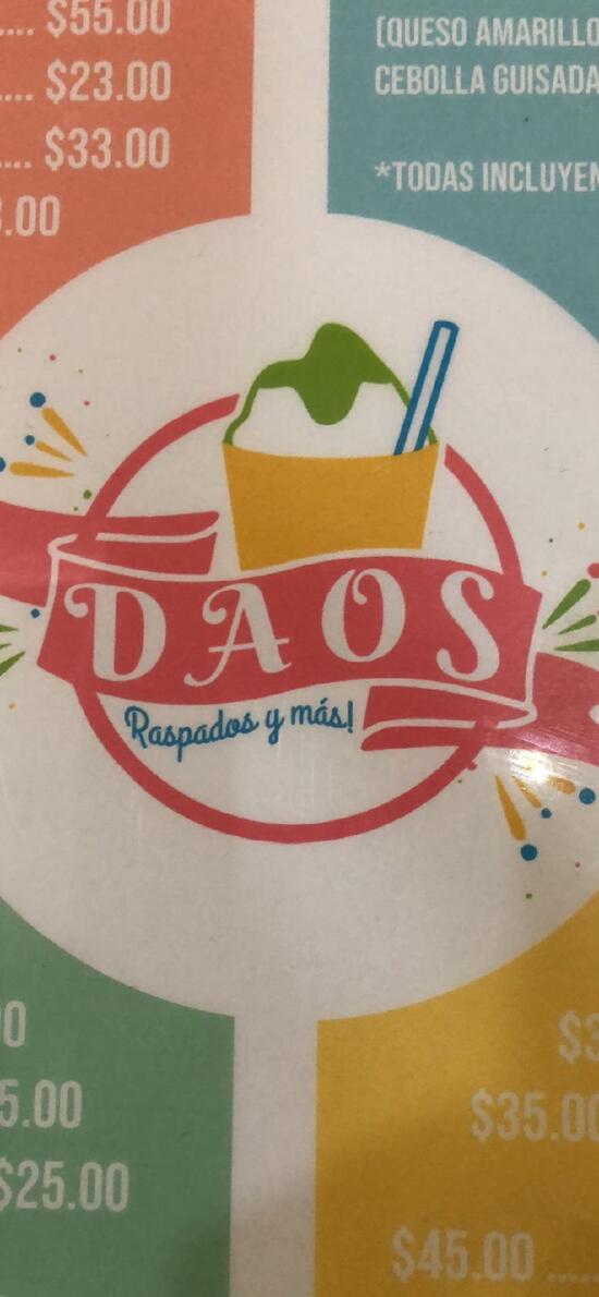 Menu at DAOS restaurant, Tecuala