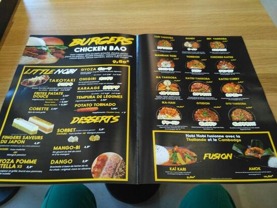 Menu au NobiNobi fast food, Le Haillan