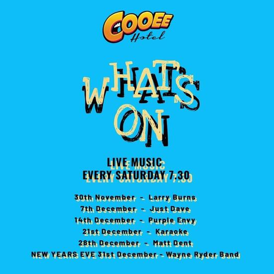 Menu at Cooee Hotel restaurant, Saint Georges Basin