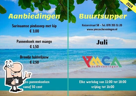 Menu at YMCA Scheveningen restaurant, The Hague