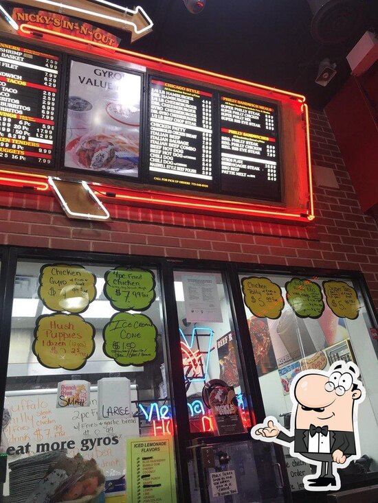 Menu at Nicky's Gyros fast food, Chicago, S Wentworth Ave
