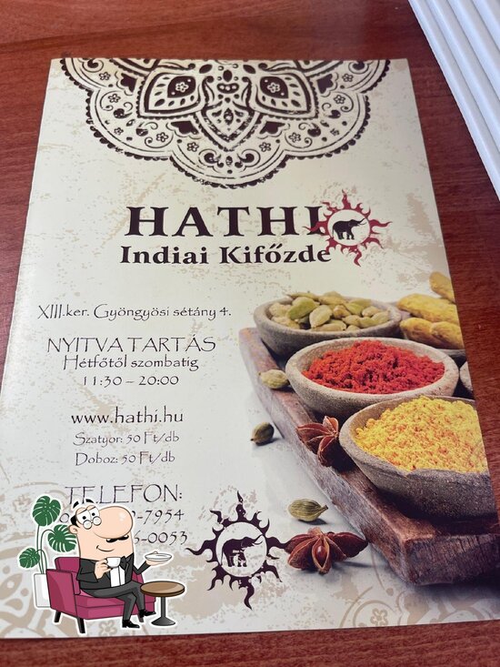 Menu at Hathi Indiai Kifőzde restaurant, Budapest, Gyöngyösi stny. 4
