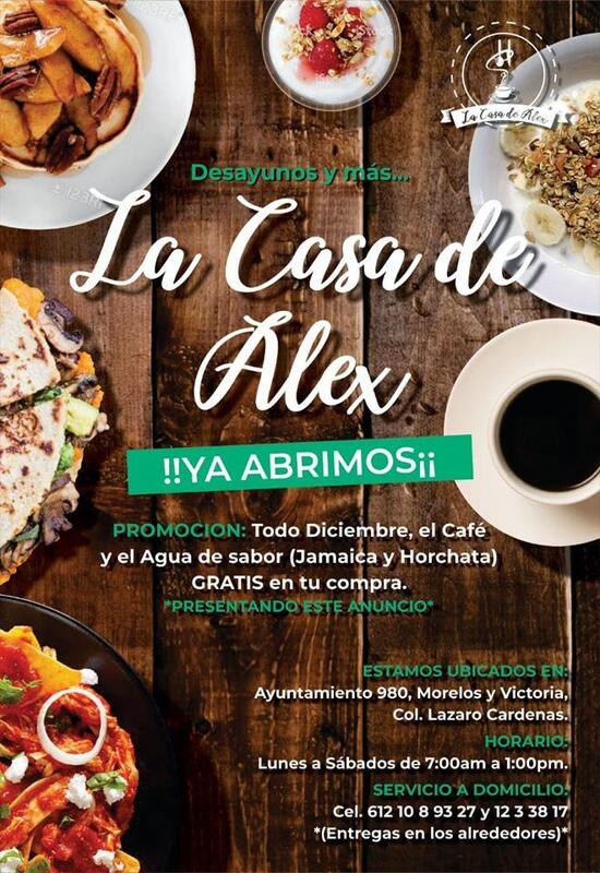 Menu at La casa de Alex restaurant, La Paz