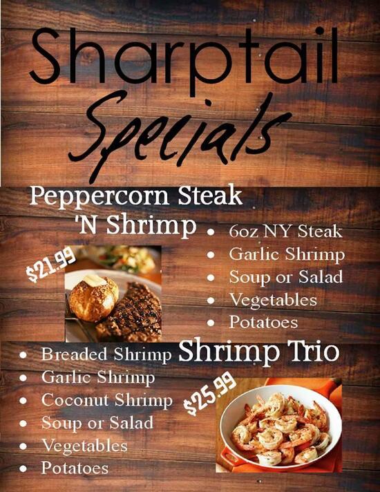 Menu at Sharptail Motor Inn restaurant, Ashern