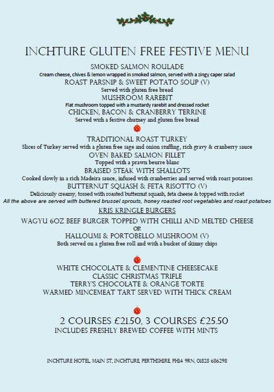 Menu at Inchture Hotel, Restaurant & Bar, Inchture