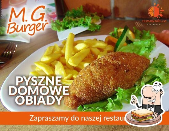 Menu at M. G. Burger restaurant, Pila