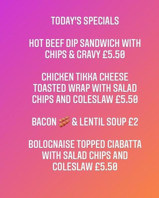Menu at Top Nosh restaurant, Hexham