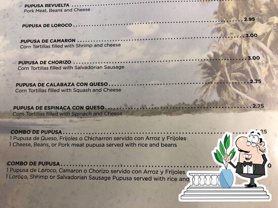 Menu at El Pulgarcito Pupuseria restaurant, Orange