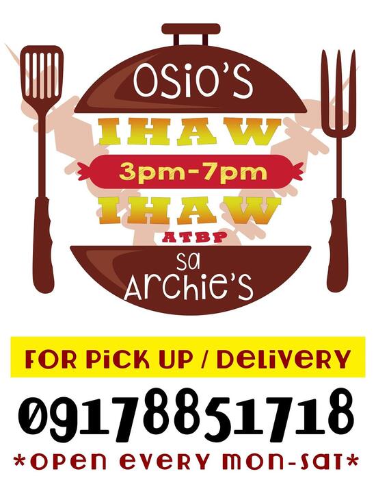 Menu at Osio's Ihawan sa Archie's restaurant, San Pedro