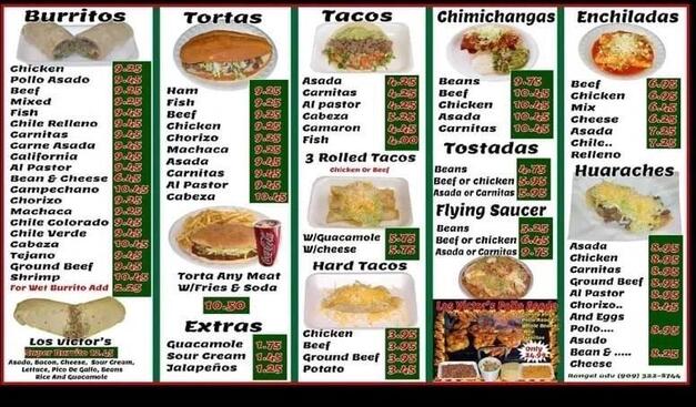 Menu at Los Victor's Mexican Food California Style #9 restaurant ...