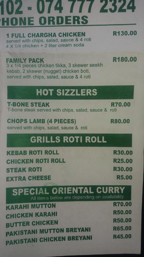 Tang Real Flame Grilled, Pietermaritzburg - Restaurant menu, prices and ...