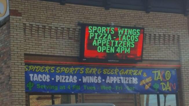 Menu at Spiders pub & bar, Hurley