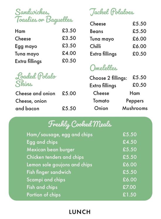 Menu at Walnut Tree Cafe, Meppershall