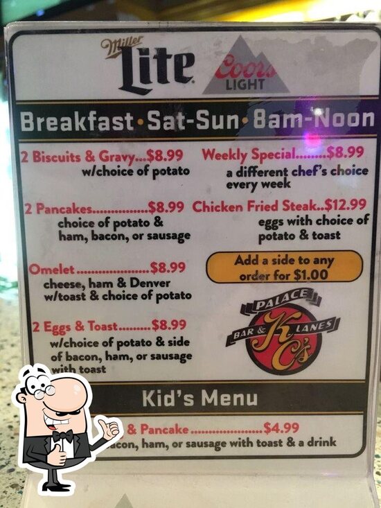Menu at Palace Bar & Lanes, Laurel