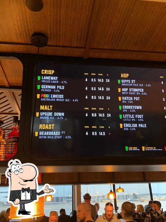 Menu at Stomping Ground Terminal 3½ pub & bar, Melbourne Airport