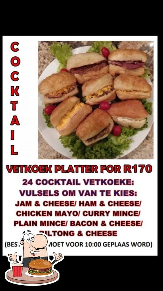 Menu at Kara's Vetkoek Den restaurant, Vanderbijlpark