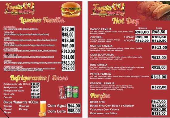 Menu em Família Hot Dog restaurante, Curitiba, Rua Dep Waldomiro ...
