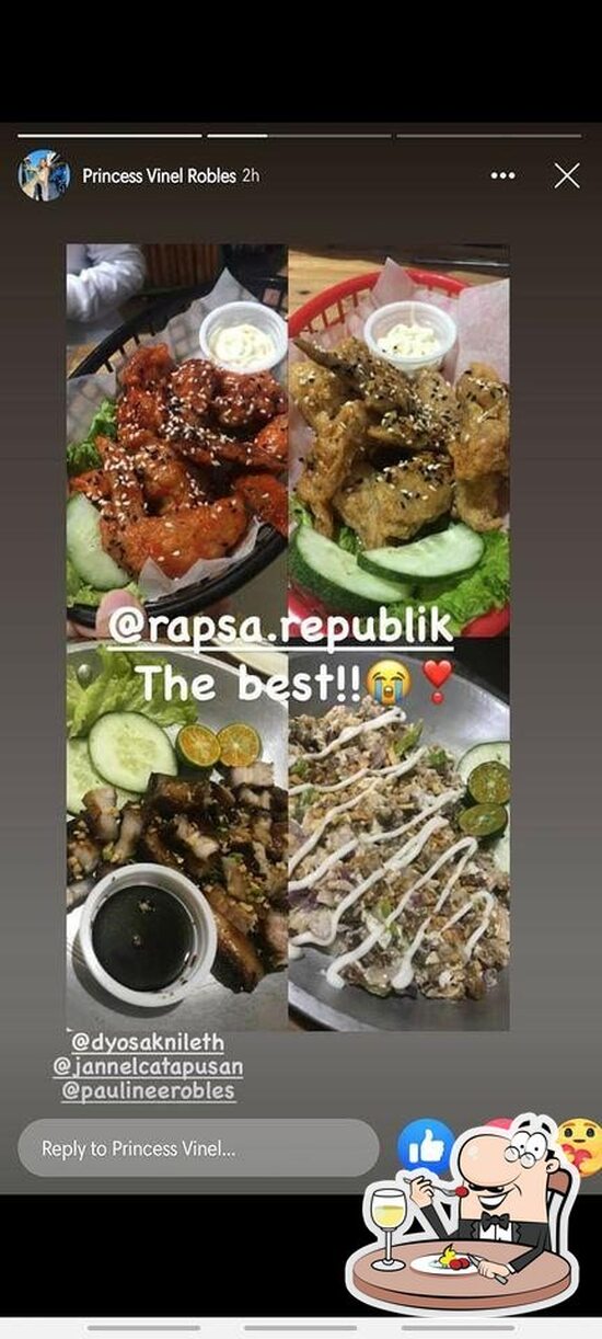 Menu at RAPSA RepubliK, Baras