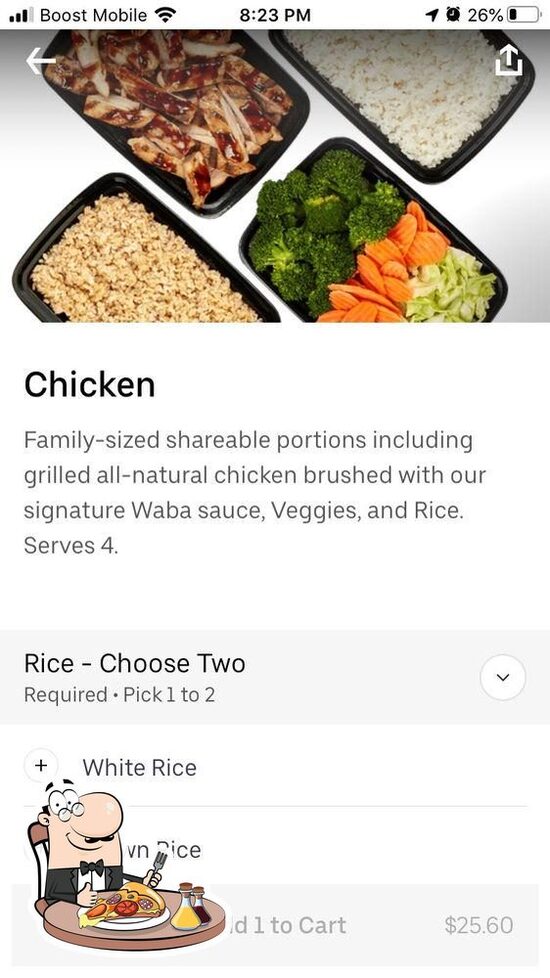 Menu at WaBa Grill fast food, Los Angeles, 18427 Nordhoff St