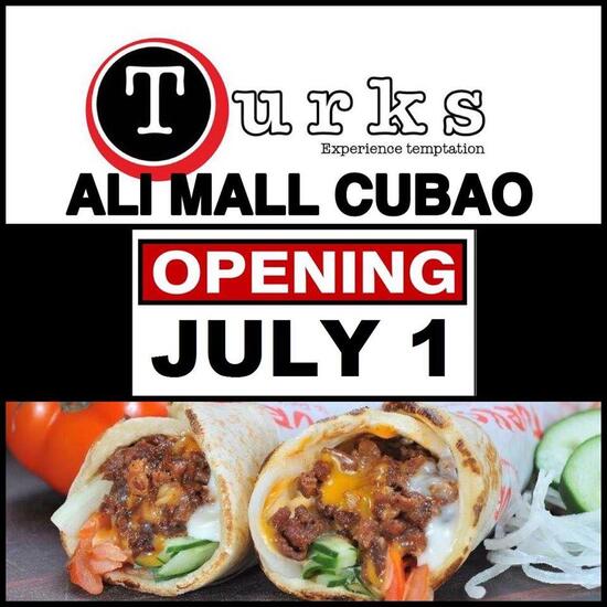 Menu at Turks Ali Mall Cubao restaurant, Quezon City
