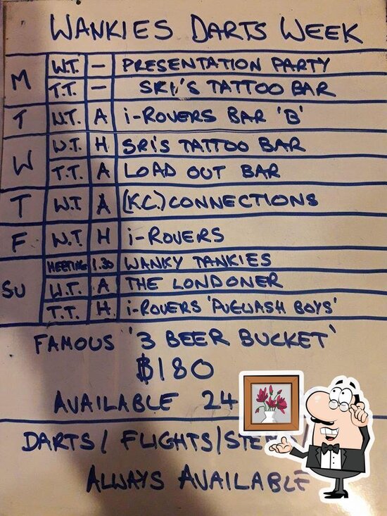 Menu at Wanky Tankies pub & bar, Pattaya City
