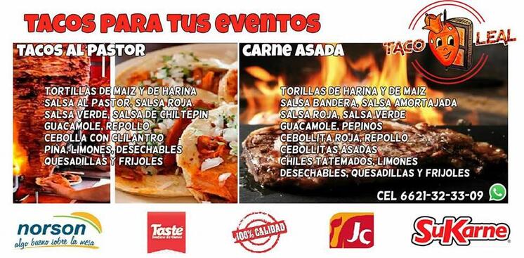 Menu at TACO LEAL restaurant, Hermosillo
