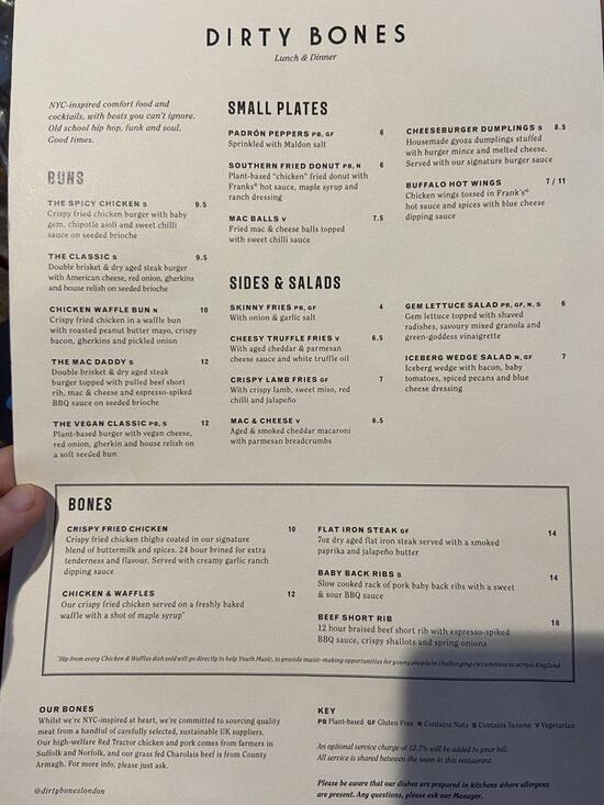 Menu at Dirty Bones Oxford restaurant, Oxford, 304 The Westgate