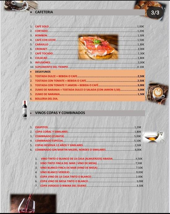 Menu at Bar cafetería el turco, Almussafes