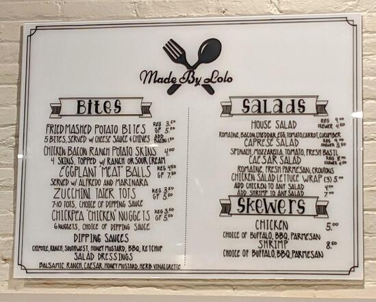 Menu at Made by lolo restaurant, Lancaster