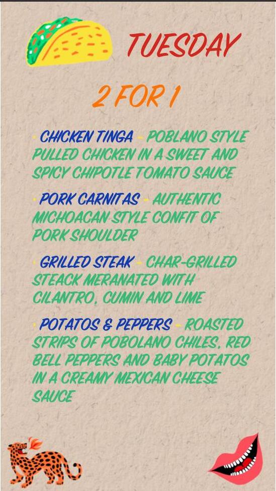 Menu at Los Buenos by Coyo Taco restaurant, Miami Beach, 915 Washington Ave