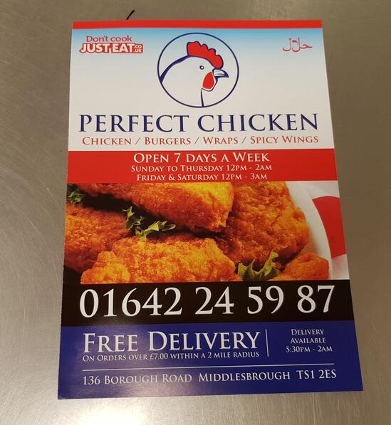Menu at Perfect Chicken fast food, Middlesbrough, 136 Borough Rd