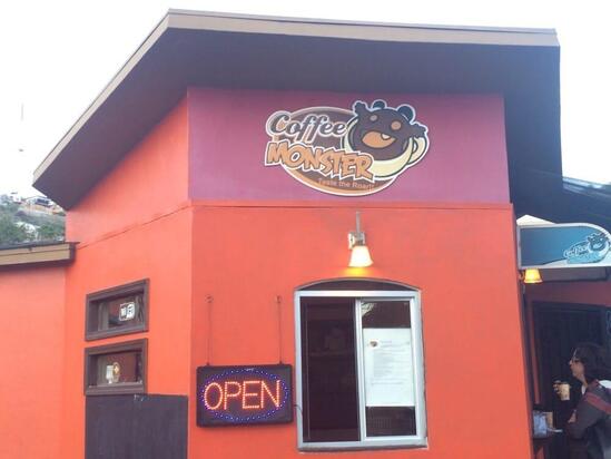 Menu at Coffee Monster cafeteria, Ensenada